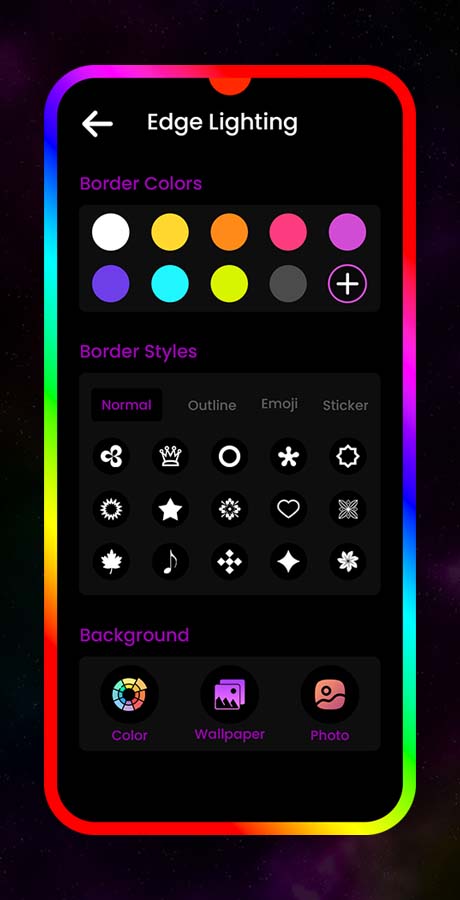 Edge Light Border - Always on display AOD - LED Borderlight - Color live wallpapers by ieSoftInfo